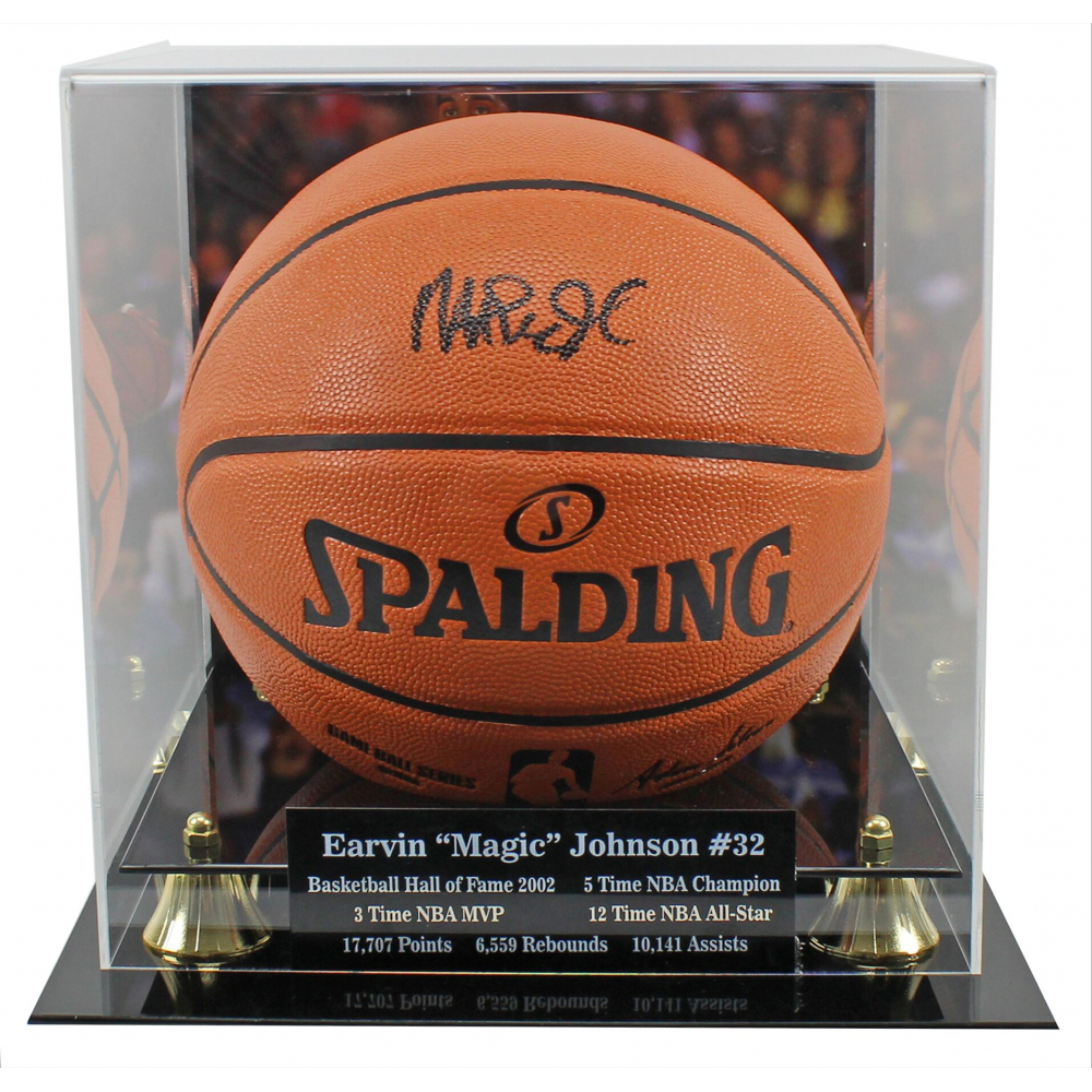 Magic Johnson Signed NBA Game Ball Series Basketball with High-Quality ...