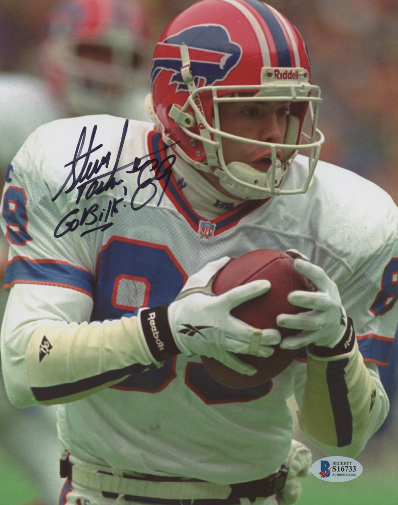 Steve Tasker Signed Bills 8x10 Photo Inscribed "Go Bills!" (Beckett COA ...