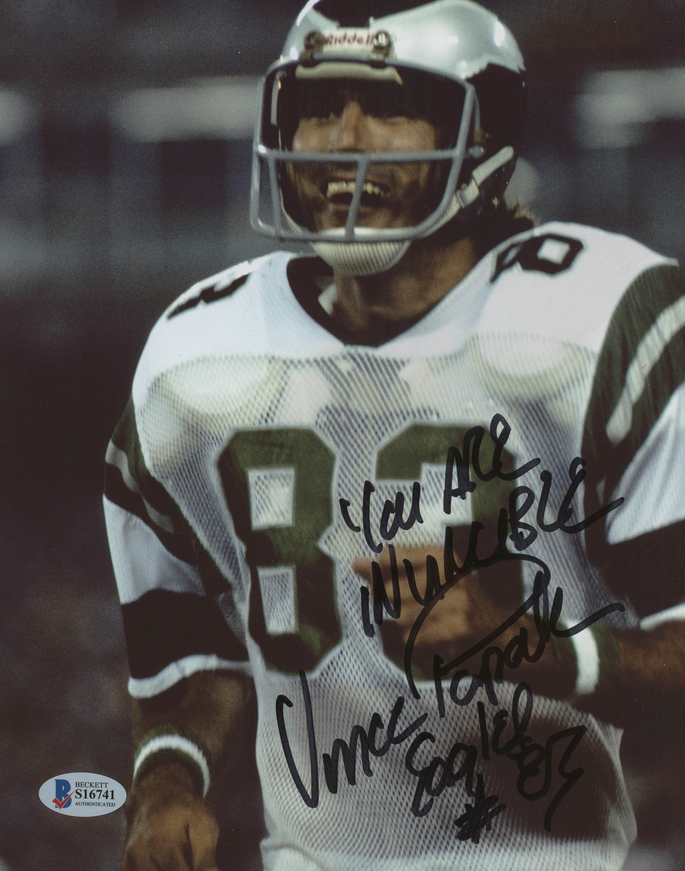Vincent Papale Signed Eagles 8x10 Photo Inscribed "You Are Invincible ...