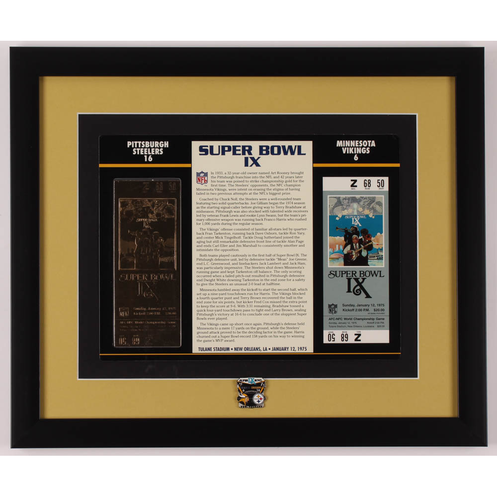 Super Bowl IX Commemorative 16x19 Custom Framed Score Card Display with ...