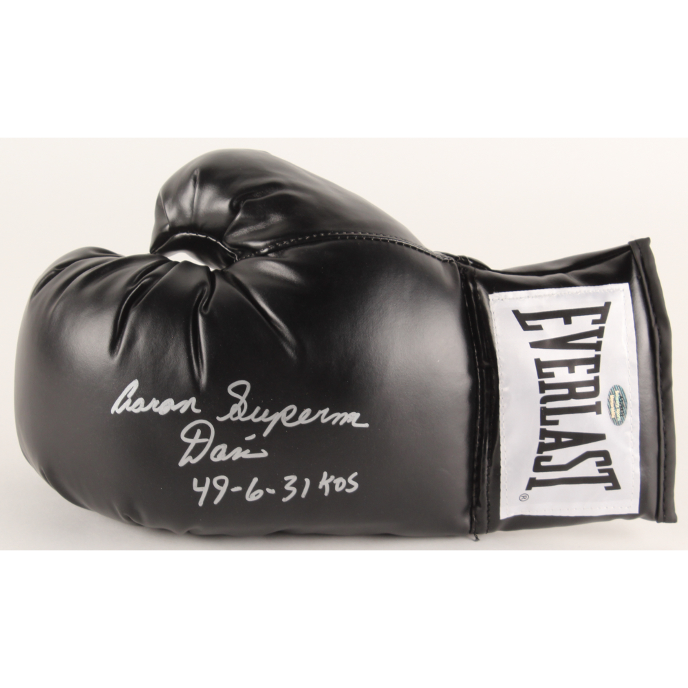 Aaron "Superman" Davis Signed Everlast Boxing Glove Inscribed "49-6 31 ...