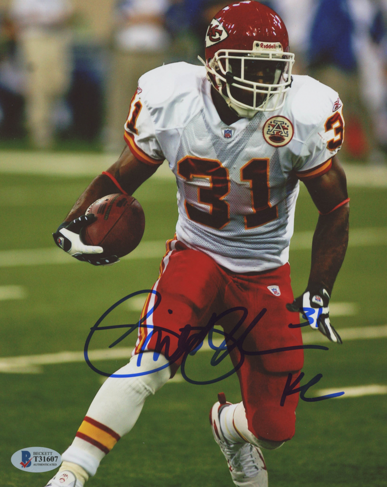 Priest Holmes Signed Chiefs 8x10 Photo (Beckett COA) | Pristine Auction