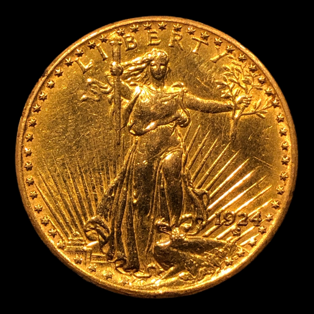 1924 $20 Saint-Gaudens Double Eagle Gold Coin | Pristine Auction