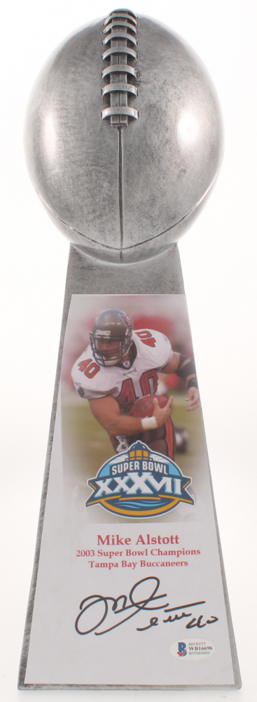 Mike Alstott Signed Buccaneers 15” Lombardi Football Championship ...