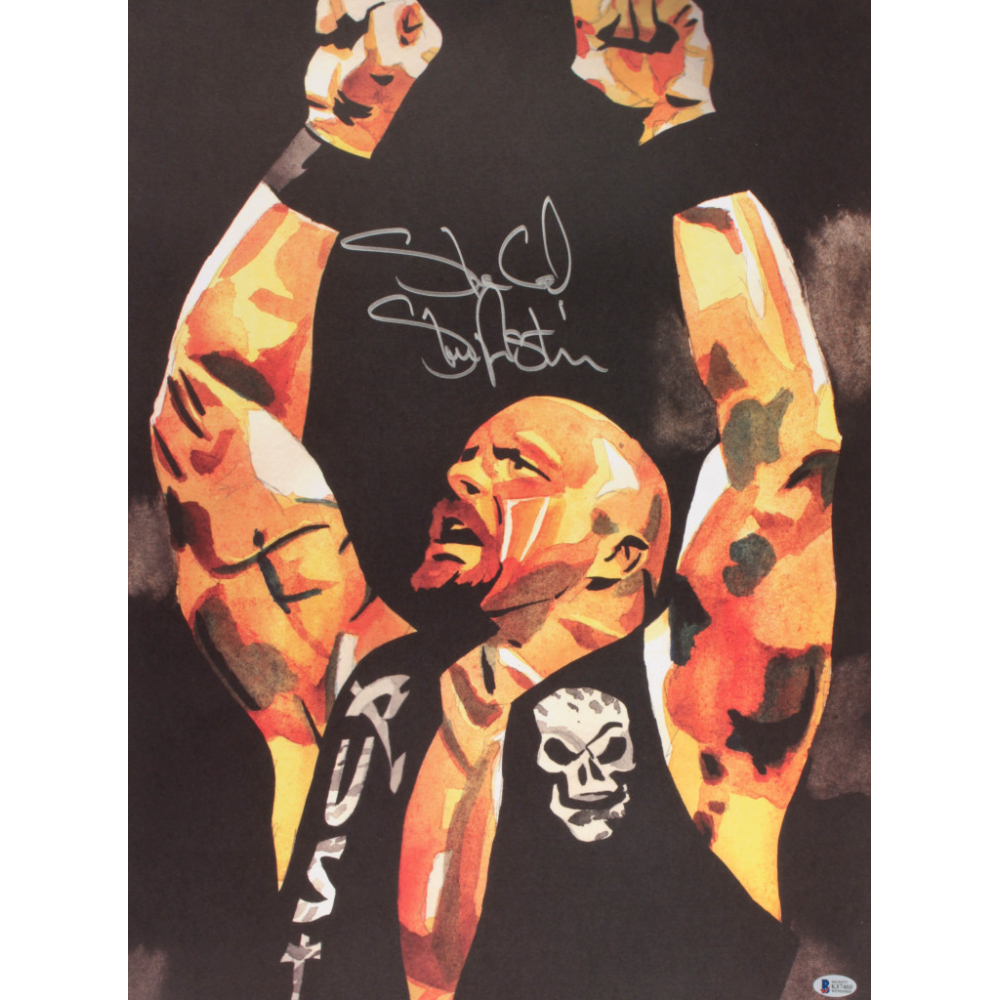 Stone Cold Steve Austin Signed WWE 18x24 Print (Beckett COA) | Pristine ...