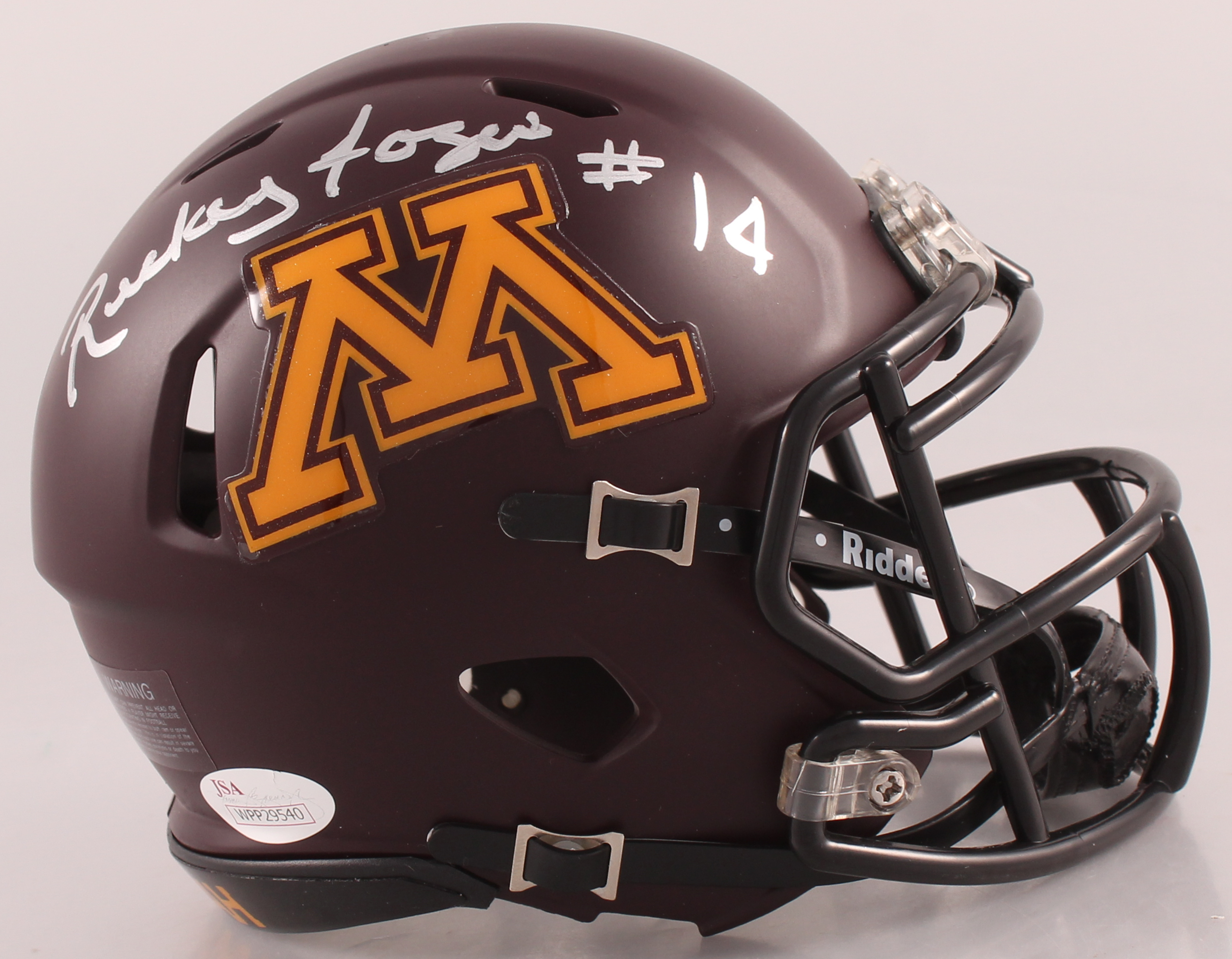 Rickey Foggie Signed Minnesota Golden Gophers Speed Mini Helmet (JSA ...