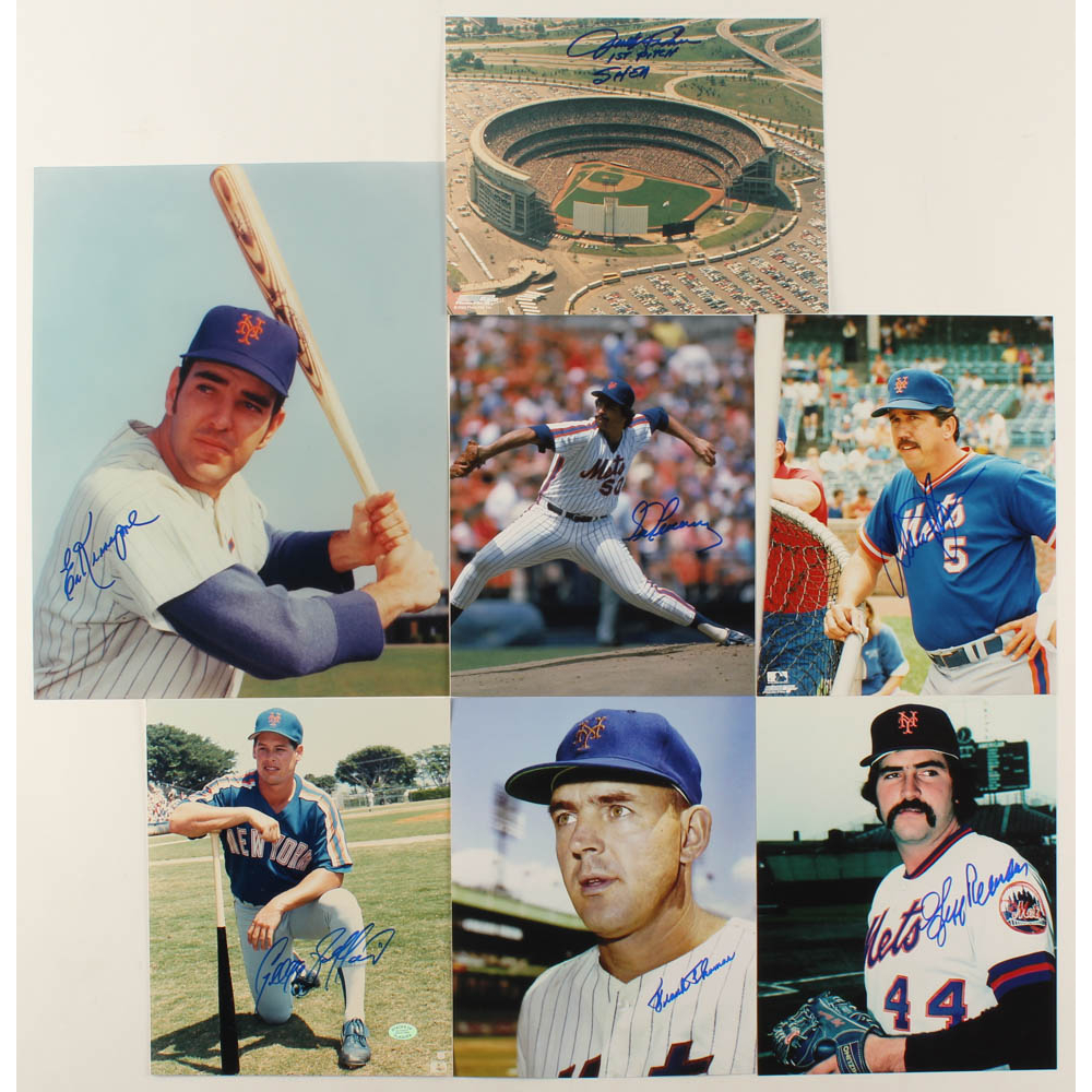 Lot of (7) Mets Signed Photos with Frank Thomas, Davey Johnson, Ed ...