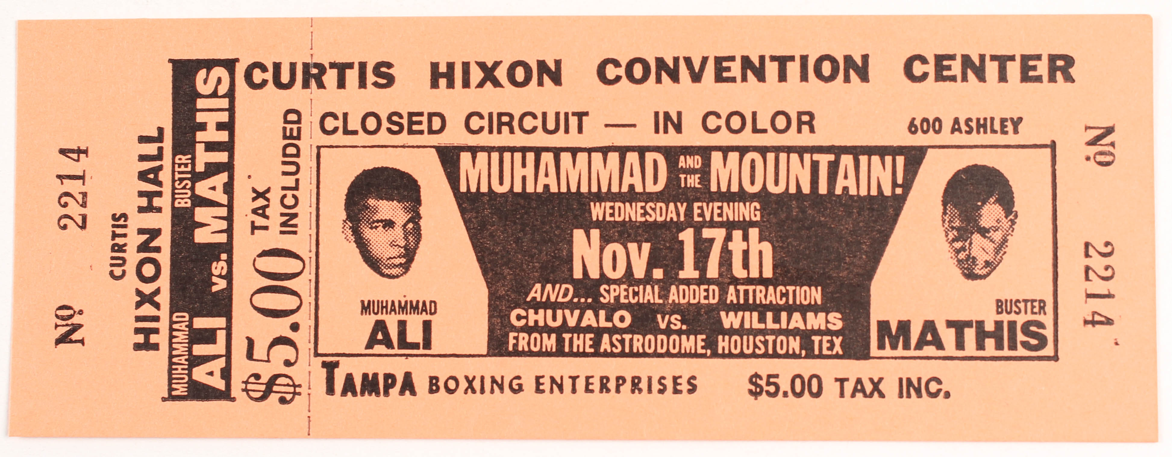 November 17, 1971 Muhammad Ali vs. Buster Mathis Ticket | Pristine Auction