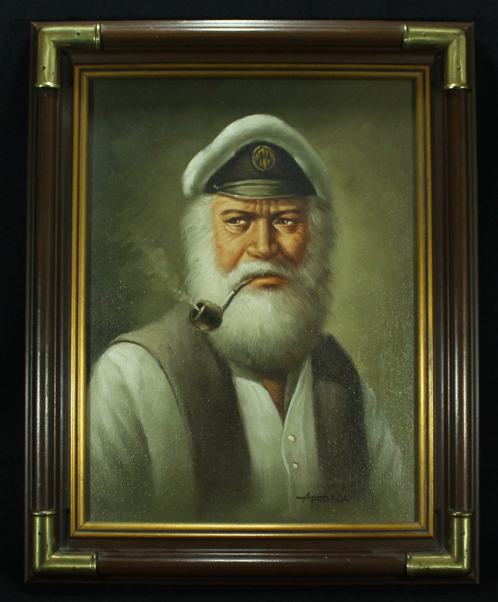 Apodaca Vintage "Sea Captain" 16x20 Custom Framed Original Oil Painting ...