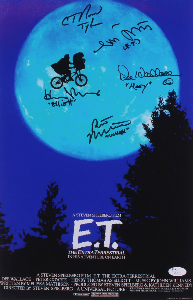"E.T. the Extra-Terrestrial" 11x17 Movie Poster Cast-Signed by (5) with ...