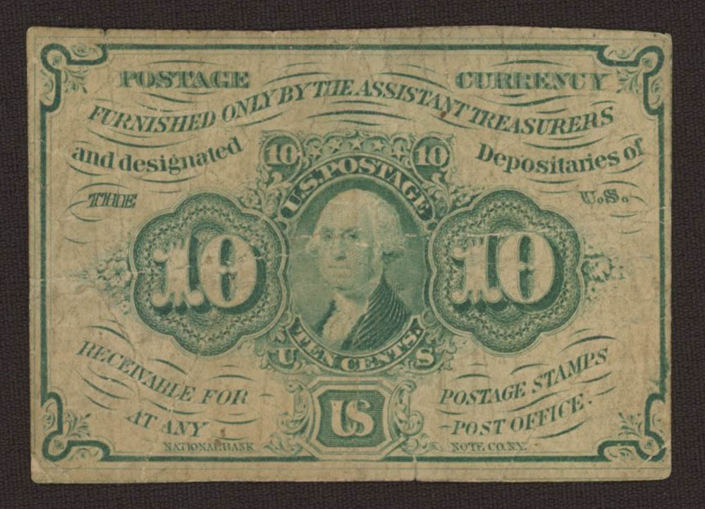 1862 United States 10¢ Ten Cents Fractional Postage Currency Bank Note ...