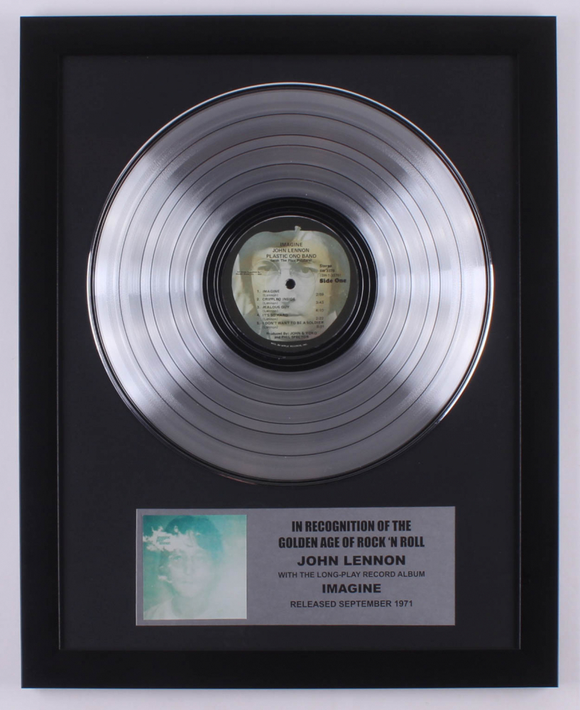 John Lennon 15.75x19.75 Custom Framed Silver Plated "Imagine" Record ...