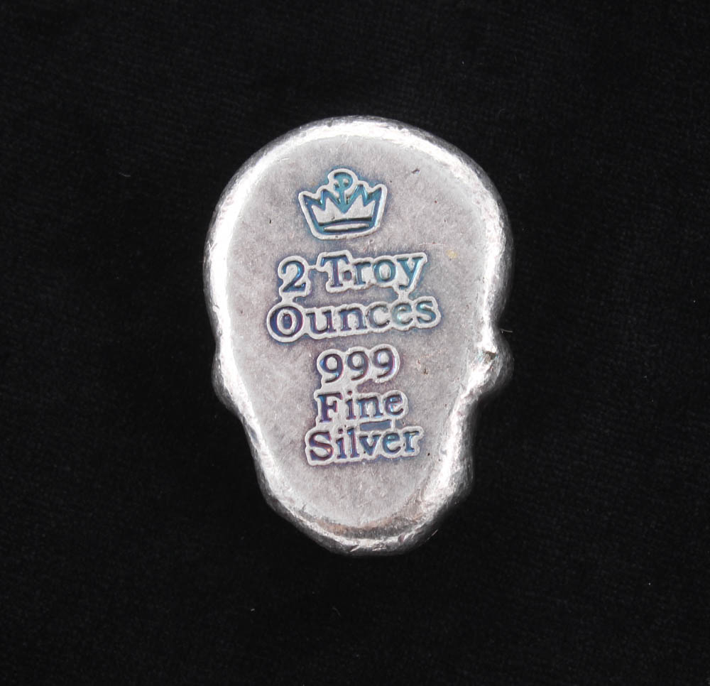 2 oz Silver Day of the Dead Sugar Skull Monarch Hand-Poured 3D .999 ...