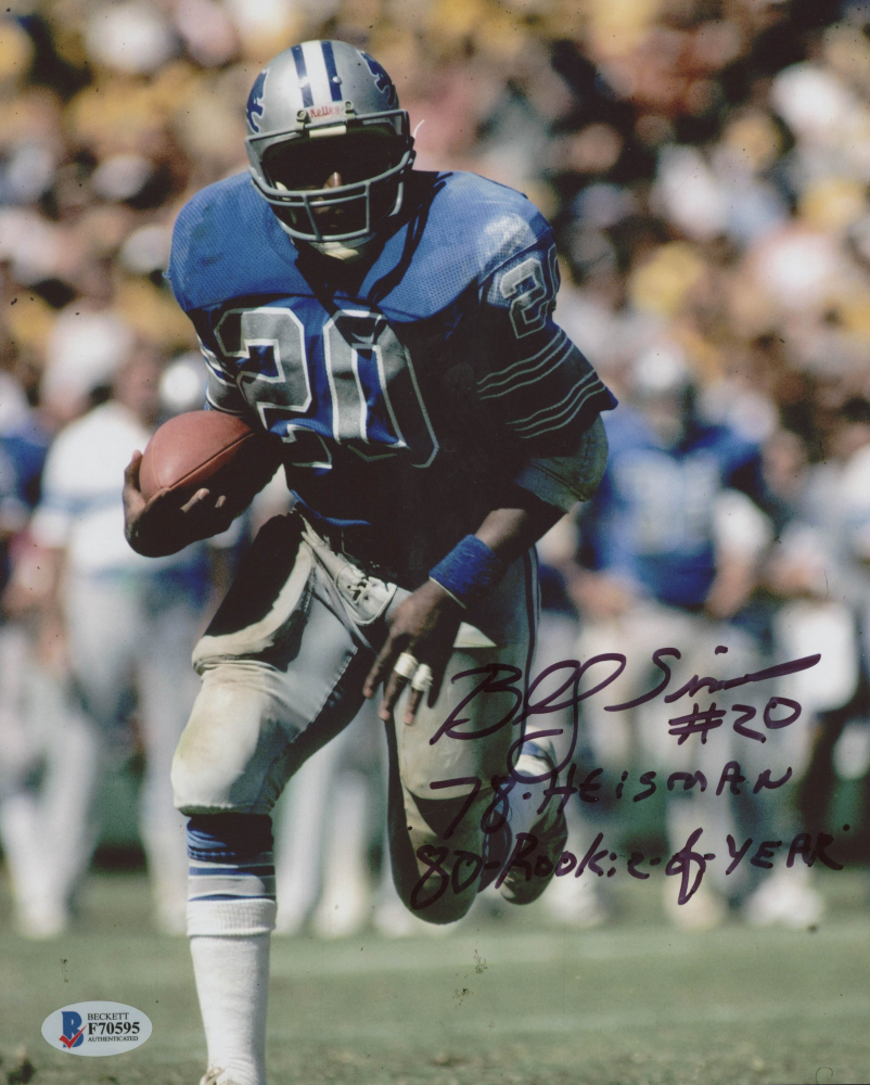 Billy Sims Signed Lions 8x10 Photo Inscribed "78-Heisman" & "80-Rookie ...