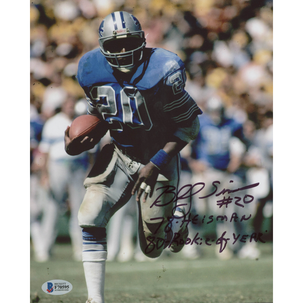 Billy Sims Signed Lions 8x10 Photo Inscribed "78-Heisman" & "80-Rookie ...