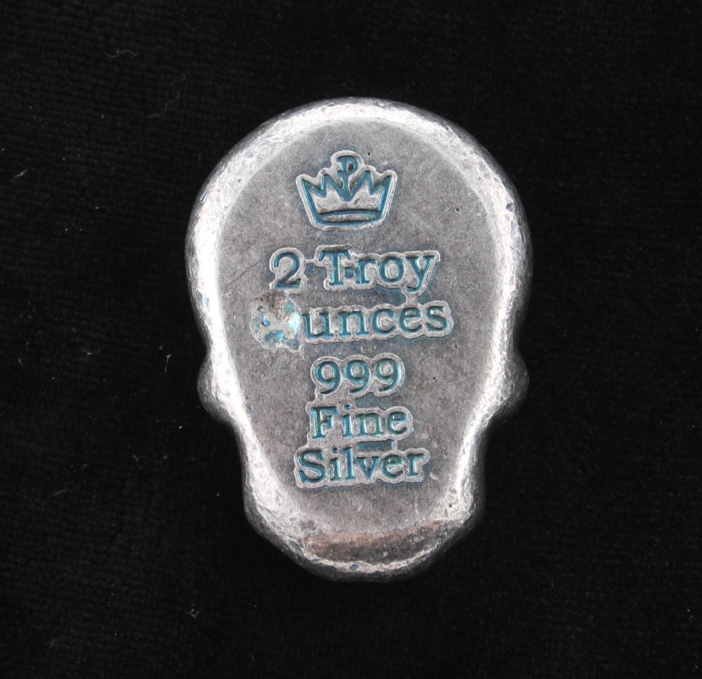2 oz Silver Day of the Dead Sugar Skull Monarch Hand-Poured 3D .999 ...