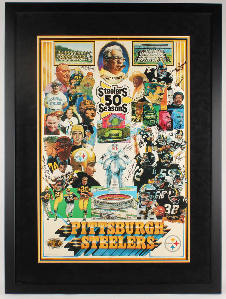 Steelers 50 Seasons 34x46 Custom Framed Print Display Signed by (20 ...