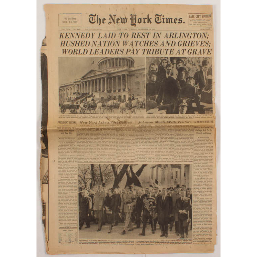 President John F. Kennedy Original November 26, 1963 New York Times ...