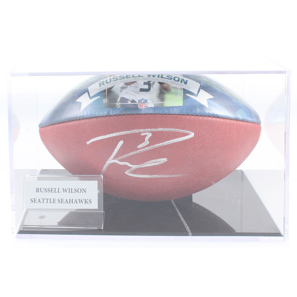 Russell Wilson Signed NFL "The Duke" Photo Football With Display Case ...