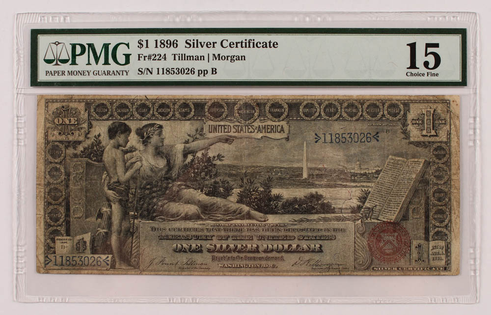 1896 $1 One-Dollar "Educational Series" U.S. Red Seal Silver ...