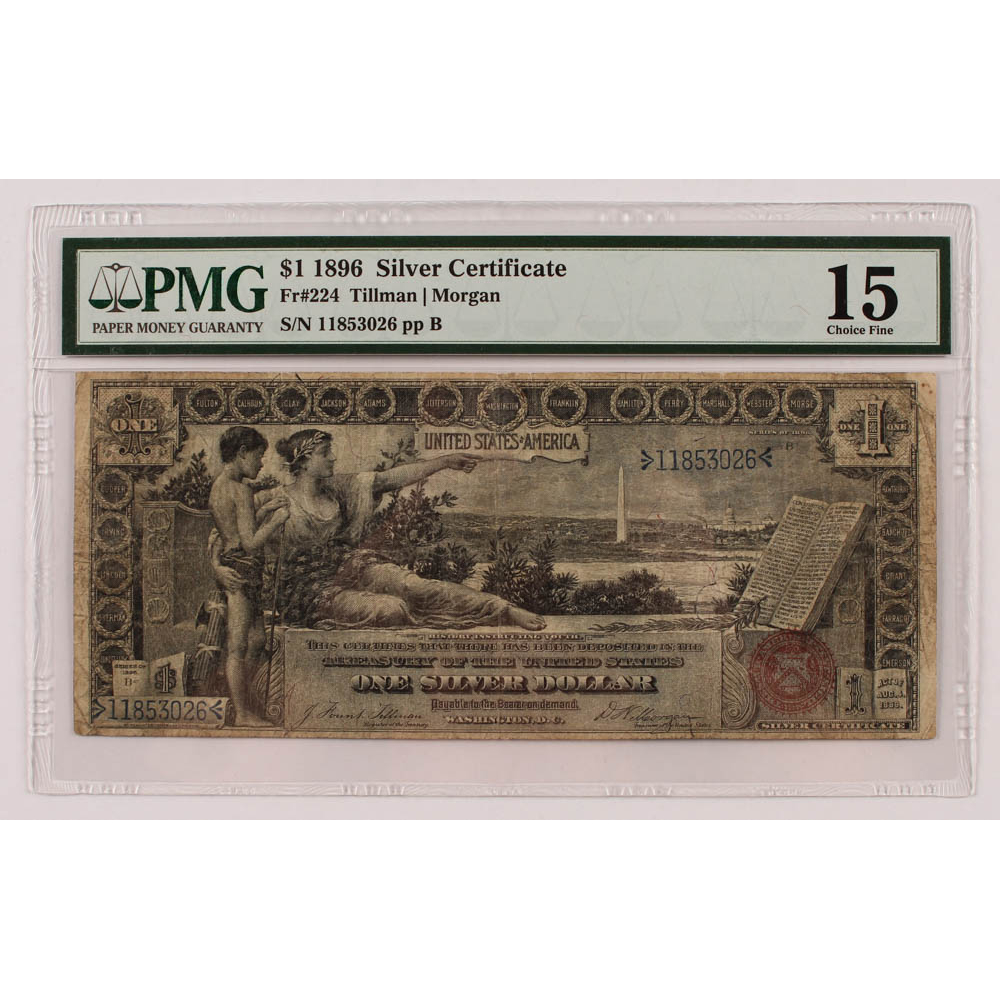 1896 $1 One-Dollar "Educational Series" U.S. Red Seal Silver ...