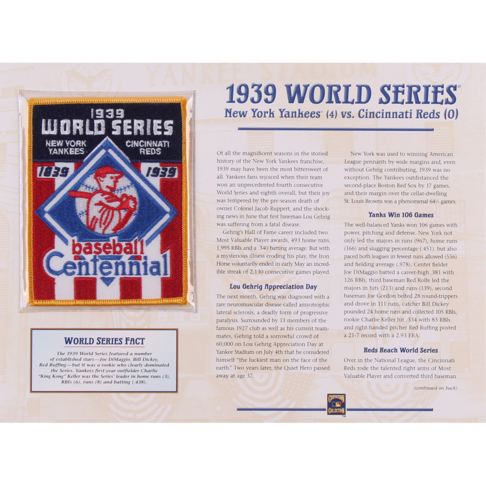 1939 World Series Scorecard & Patch | Pristine Auction