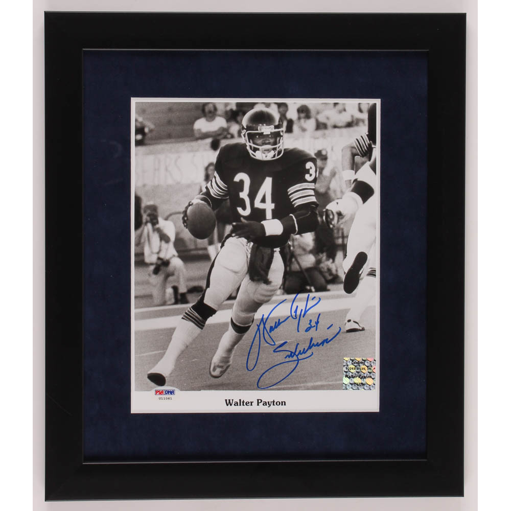 Walter Payton Signed Bears 13x15 Custom Framed Photo Display Inscribed ...