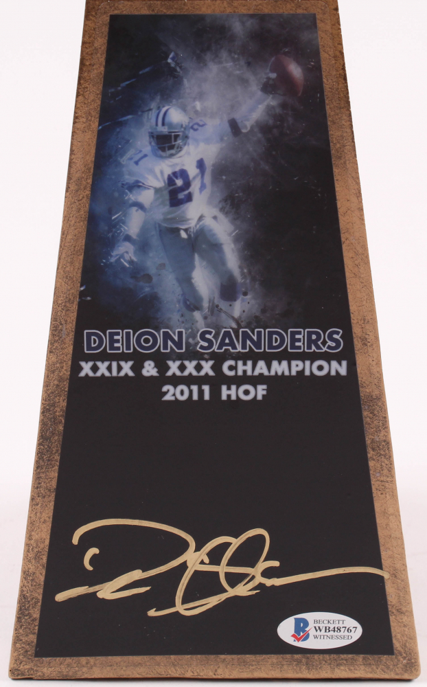 Deion Sanders Signed Large Gold Championship Trophy (Beckett COA) | Pristine Auction