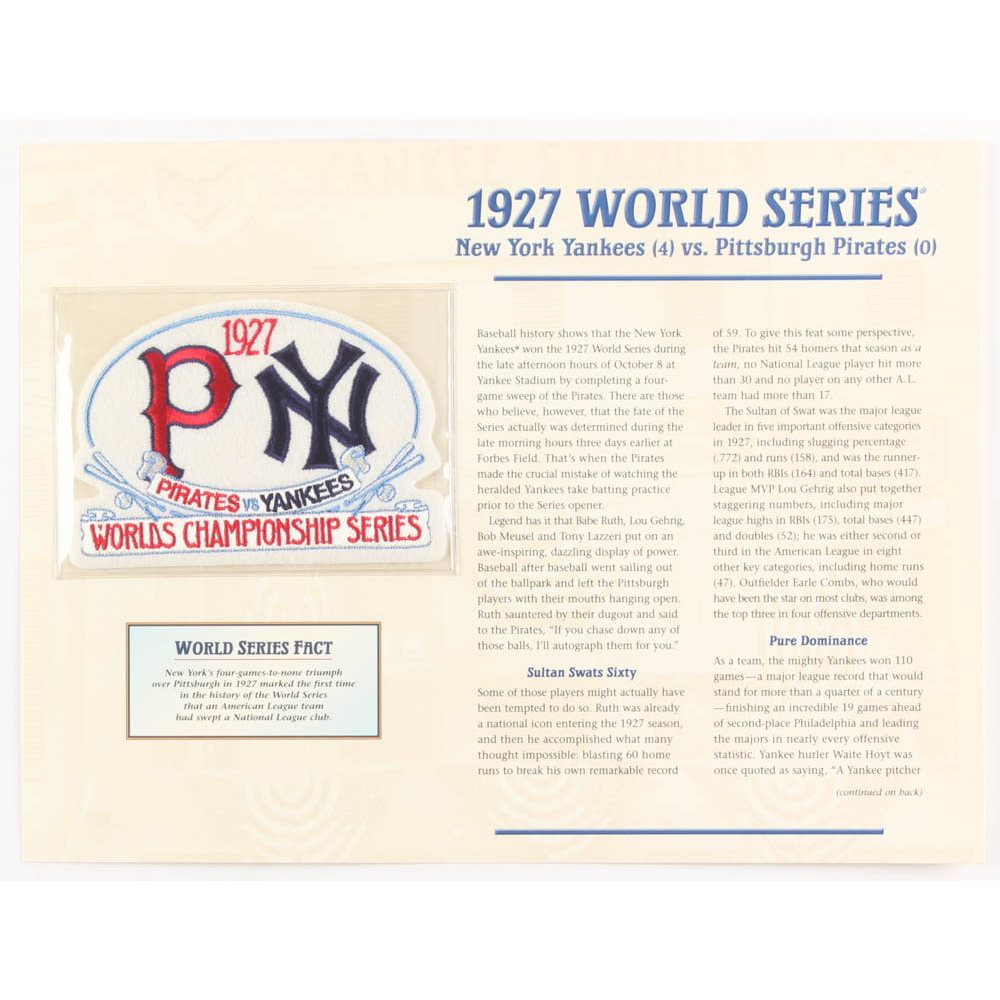 Official 1927 World Series Patch with 9x12 Scorecard | Pristine Auction
