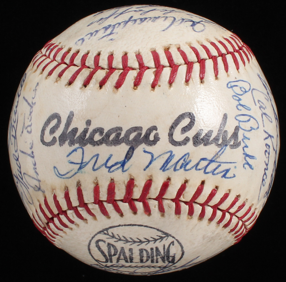 1965 Chicago Cubs Logo Baseball Team-Signed by (29) with Ron Santo ...