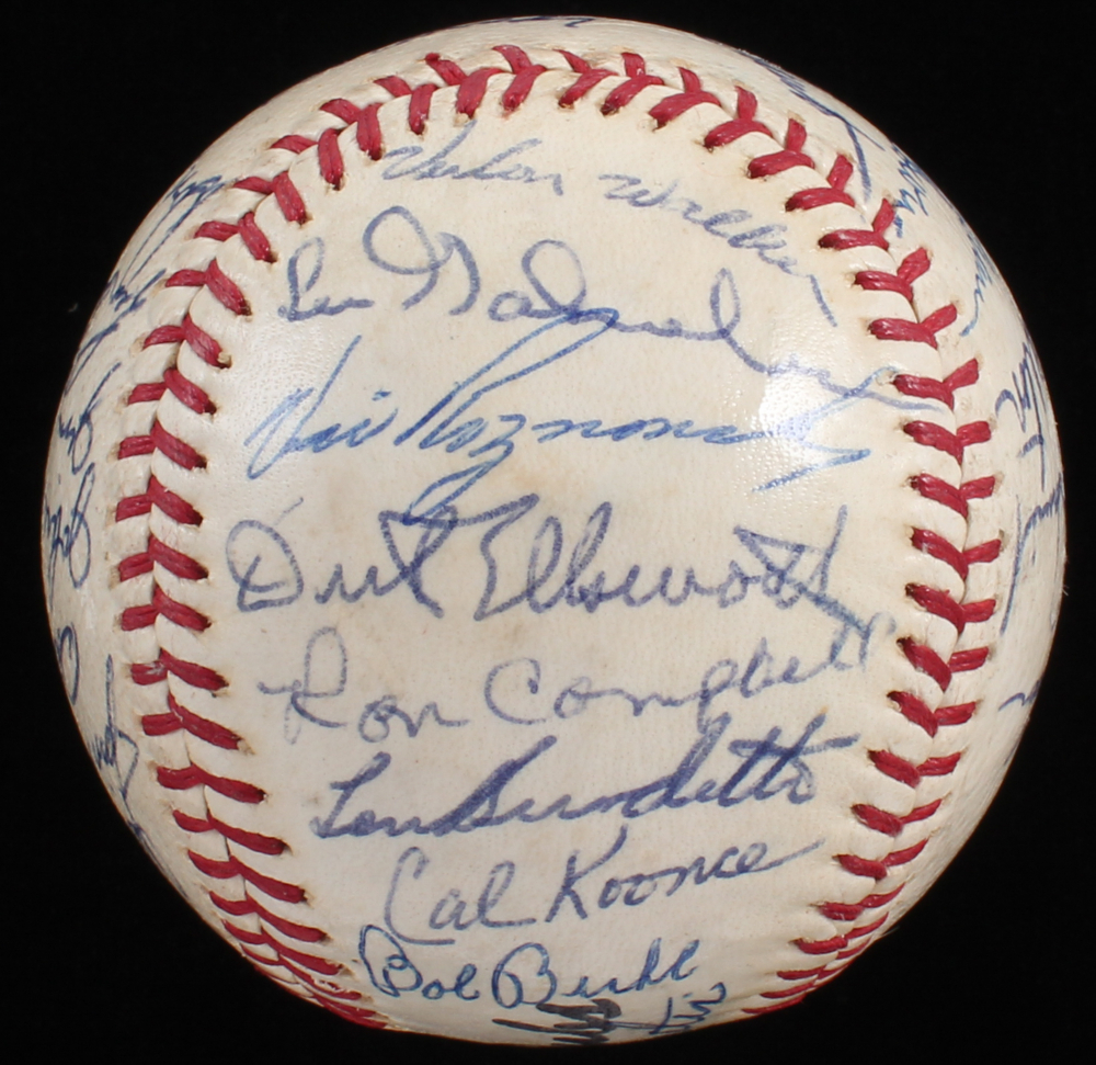 1965 Chicago Cubs Logo Baseball Team-Signed by (29) with Ron Santo ...