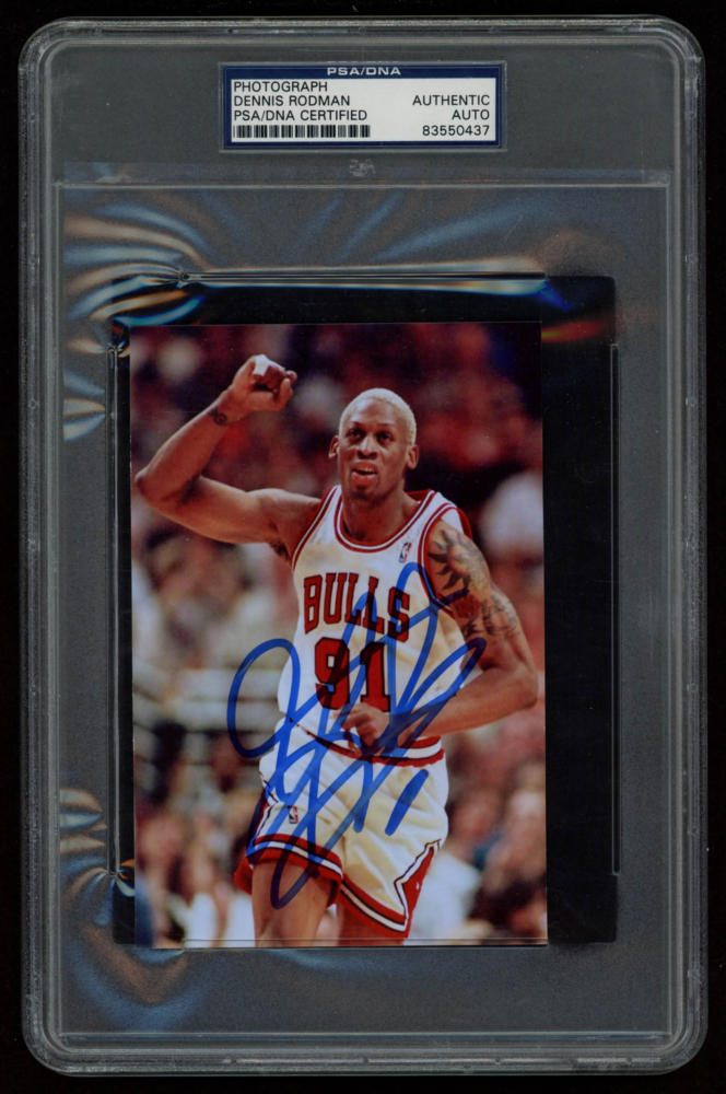 Dennis Rodman Signed Bulls 4x6 Photo (PSA Encapsulated) | Pristine Auction