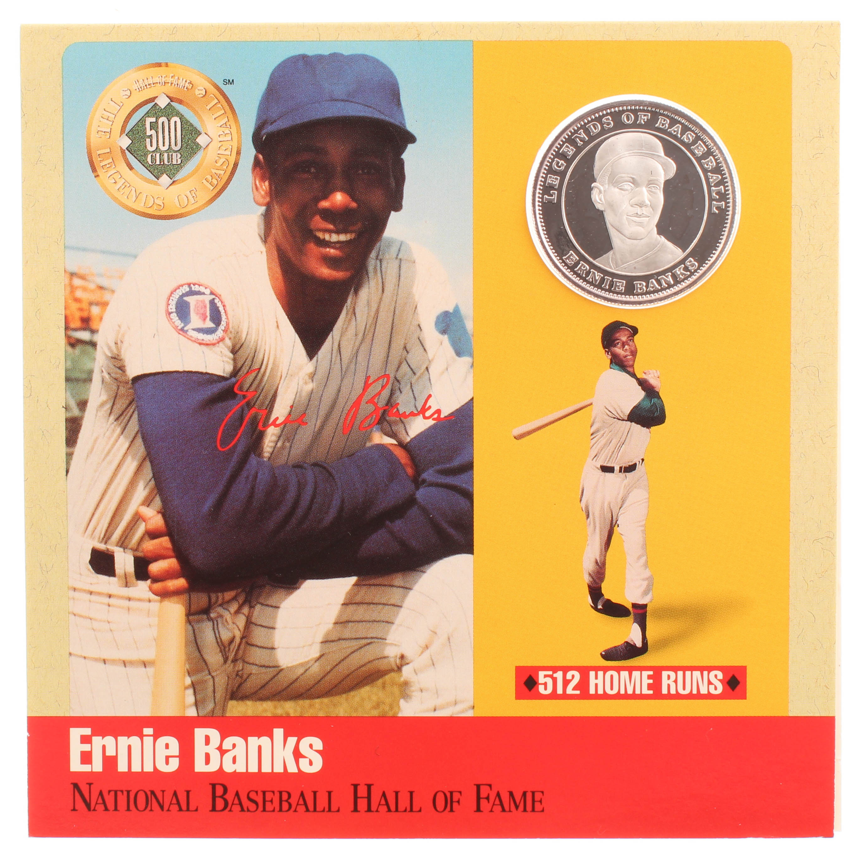 Ernie Banks "Legends of Baseball" 1 Ounce Silver Coin with 6x6 Card ...