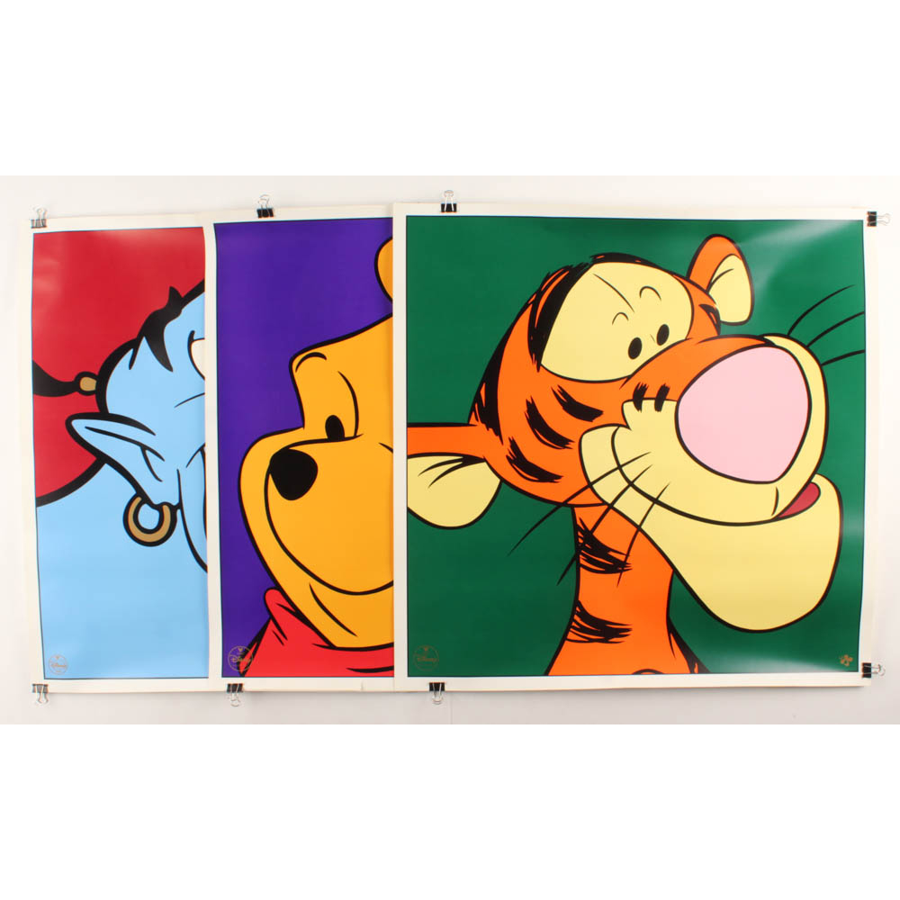 Lot of (3) 1997 Walt Disney LE 23.5x23.5 Lithographs with Winnie The ...