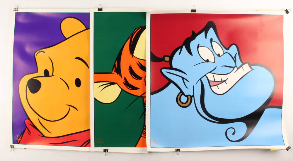 Lot of (3) 1997 Walt Disney LE 23.5x23.5 Lithographs with Winnie The ...