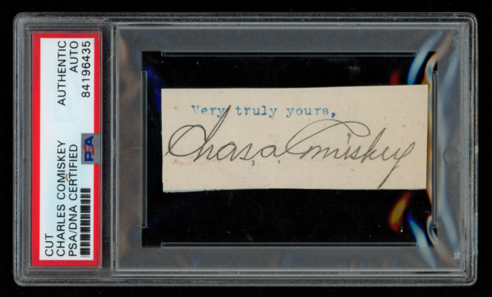 Charles Comiskey Signed 1x3 Cut (PSA Encapsulated) | Pristine Auction