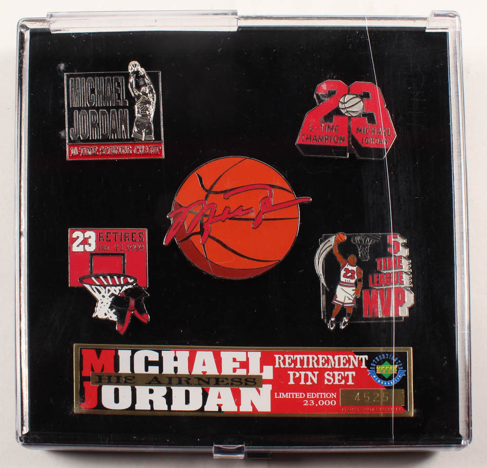 Michael Jordan LE Retirement Commemorative Pin Set with Original Case ...