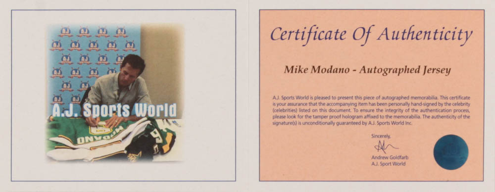 Mike Modano Signed Team USA Jersey (AJ's Sports World COA) | Pristine ...