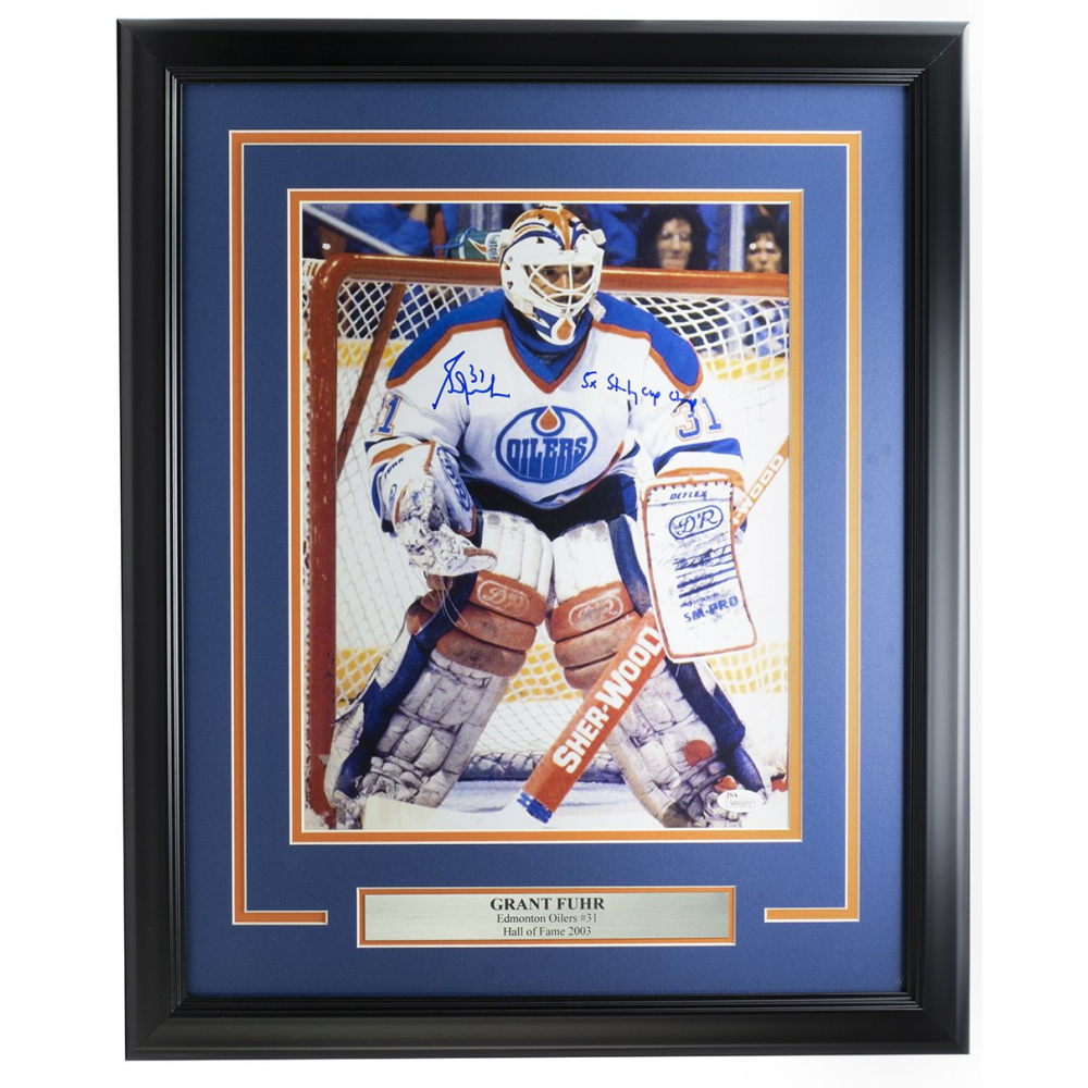 Grant Fuhr Signed Oilers 11x14 Custom Framed Photo Display Inscribed ...