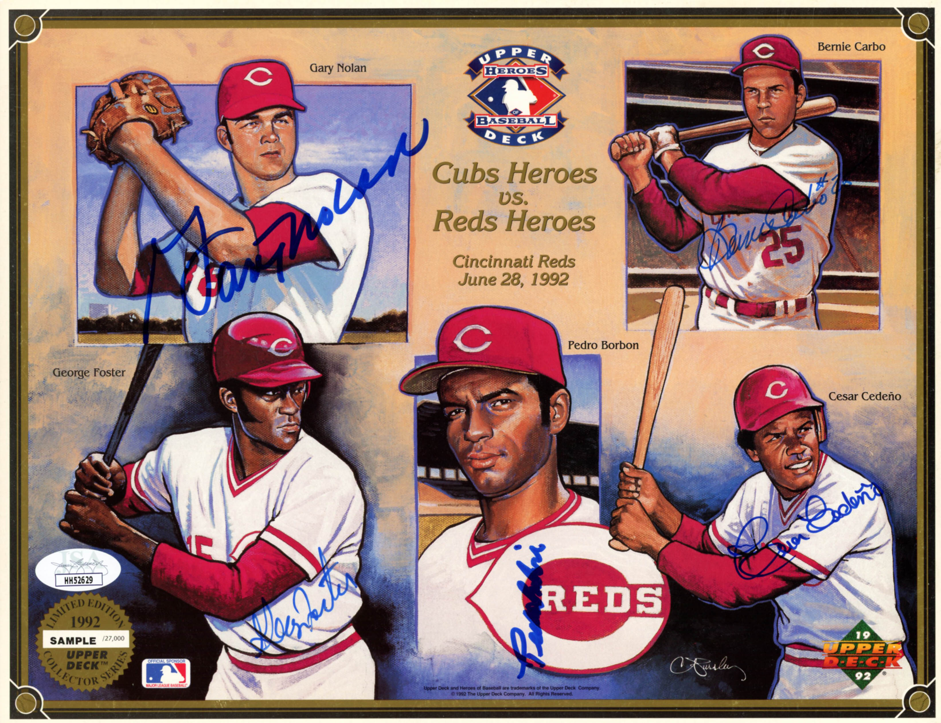 Reds Upper Deck Heroes of Baseball 8.5x11 LE Photo Signed by (5) with ...
