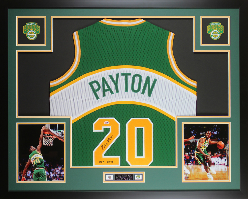 Gary Payton Signed 35x43 Custom Framed Jersey Inscribed "HOF 2013" (PSA ...