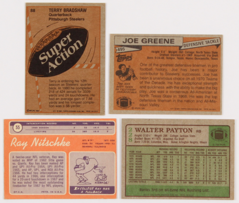 Lot of (32) Vintage Football Cards with 1981 Topps #88 Terry Bradshaw ...