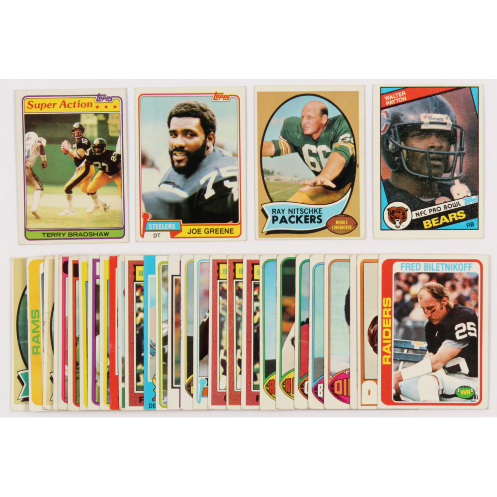 Lot of (32) Vintage Football Cards with 1981 Topps #88 Terry Bradshaw ...