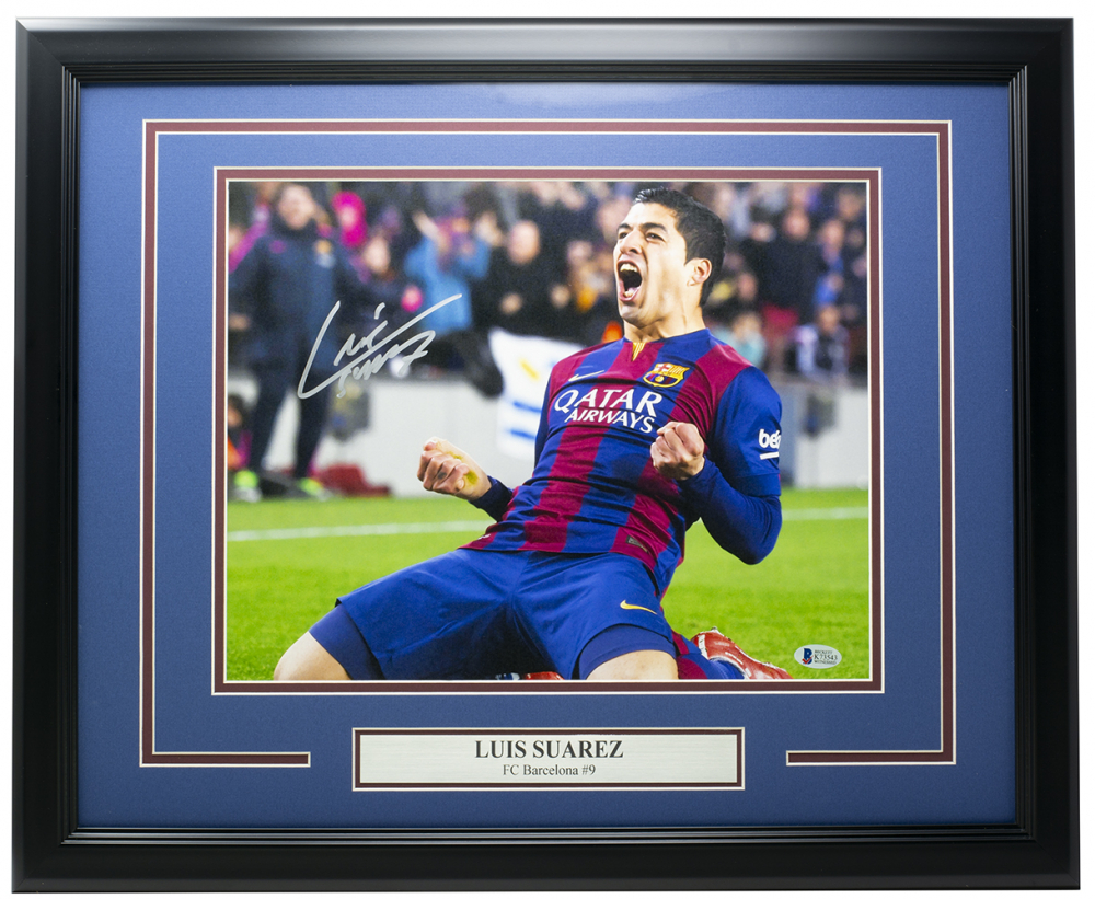 Luis Suarez Signed FC Barcelona 16x20 Custom Framed Photo (Beckett COA ...