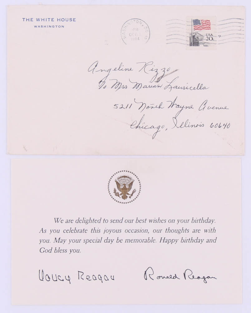 Lot Of (2) Ronald Reagan Flats With 1984 Birthday Card & White House ...