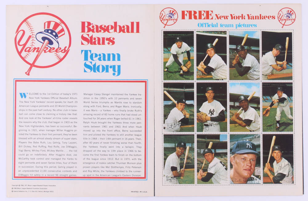 Original 1971 Yankees Uncut Card Team Set With Thurmon Munson Rookie ...