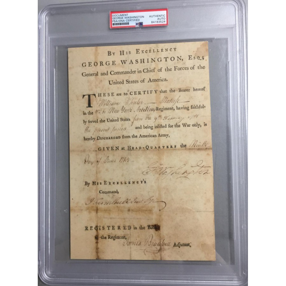George Washington Signed 1783 Discharge Document (PSA Encapsulated ...