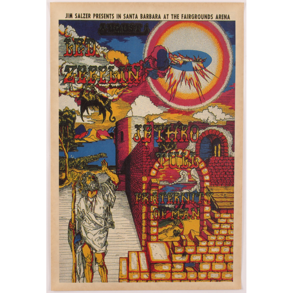 Led Zeppelin 1969 Santa Barbara 12x18 Original Concert Poster ...