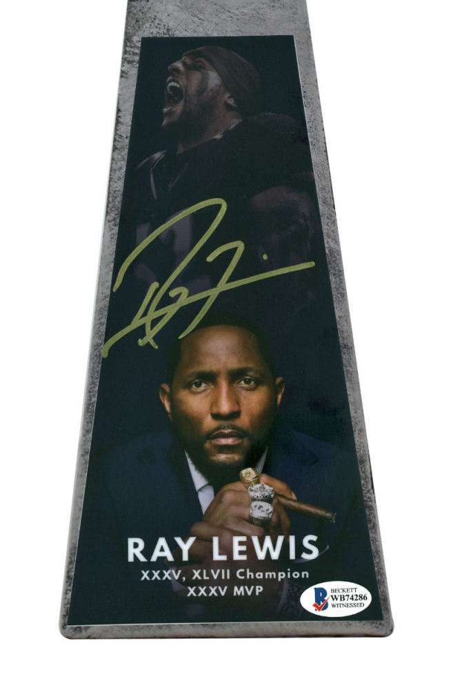 Ray Lewis Signed 15” Football Championship Trophy (Beckett COA ...