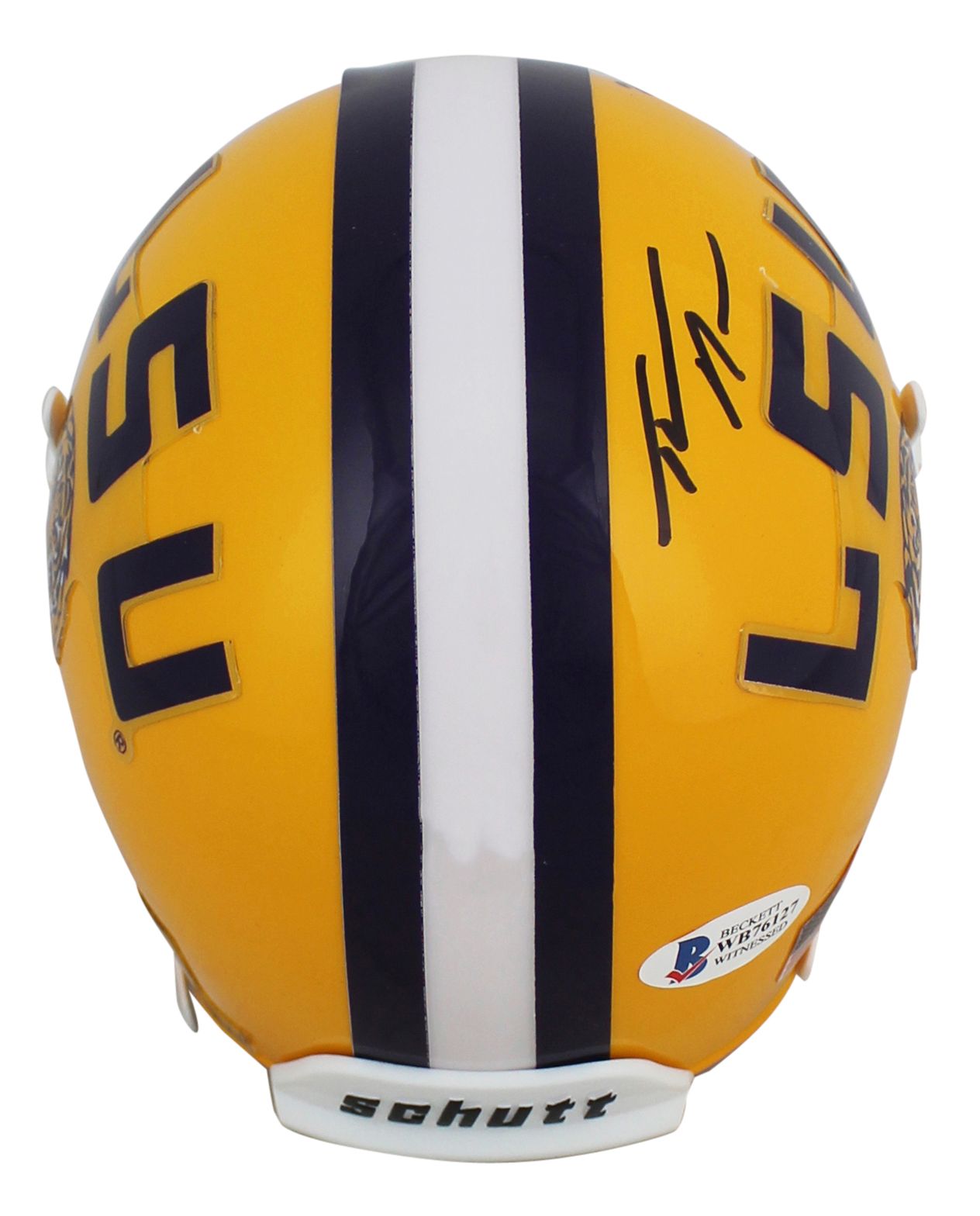 Thaddeus Moss Signed LSU Tigers Mini-Helmet Inscribed "2019 National ...